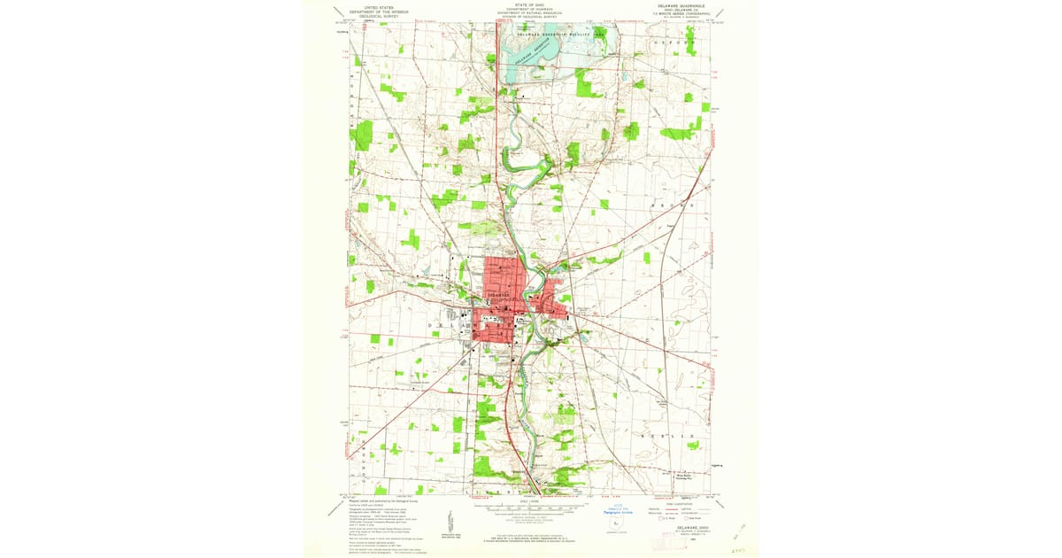 1960 Map of Delaware, OH — High-Res | Pastmaps