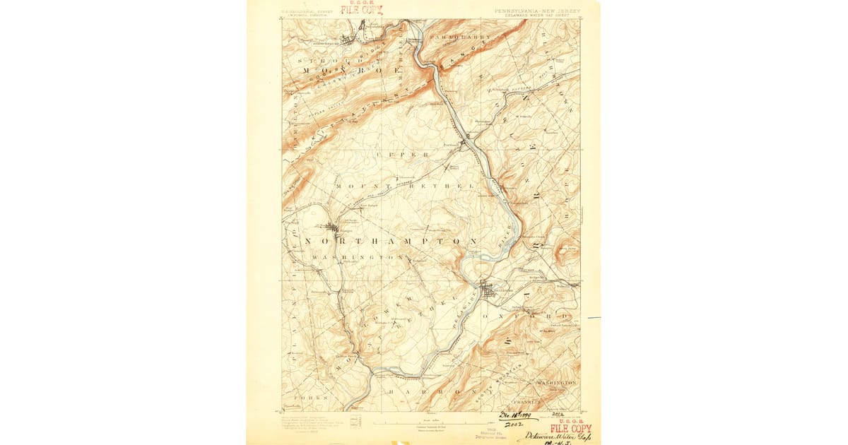 1893 Map of Delaware Water Gap, PA — High-Res, 1899 Print | Pastmaps