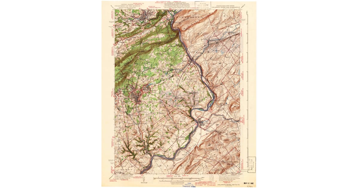 1942 Map of Delaware Water Gap, PA — High-Res | Pastmaps