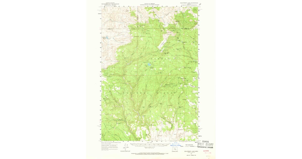1961 Map of Delintment Lake, Harney County, OR — High-Res, 1968 Print ...