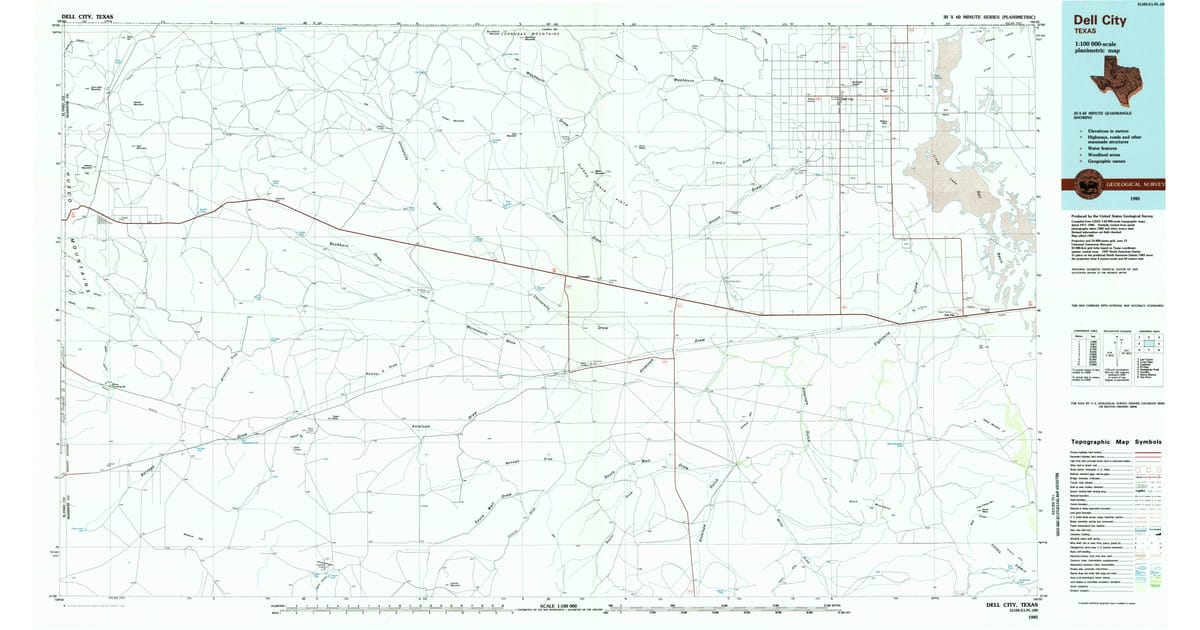 1985 Map of Dell City, TX — High-Res | Pastmaps