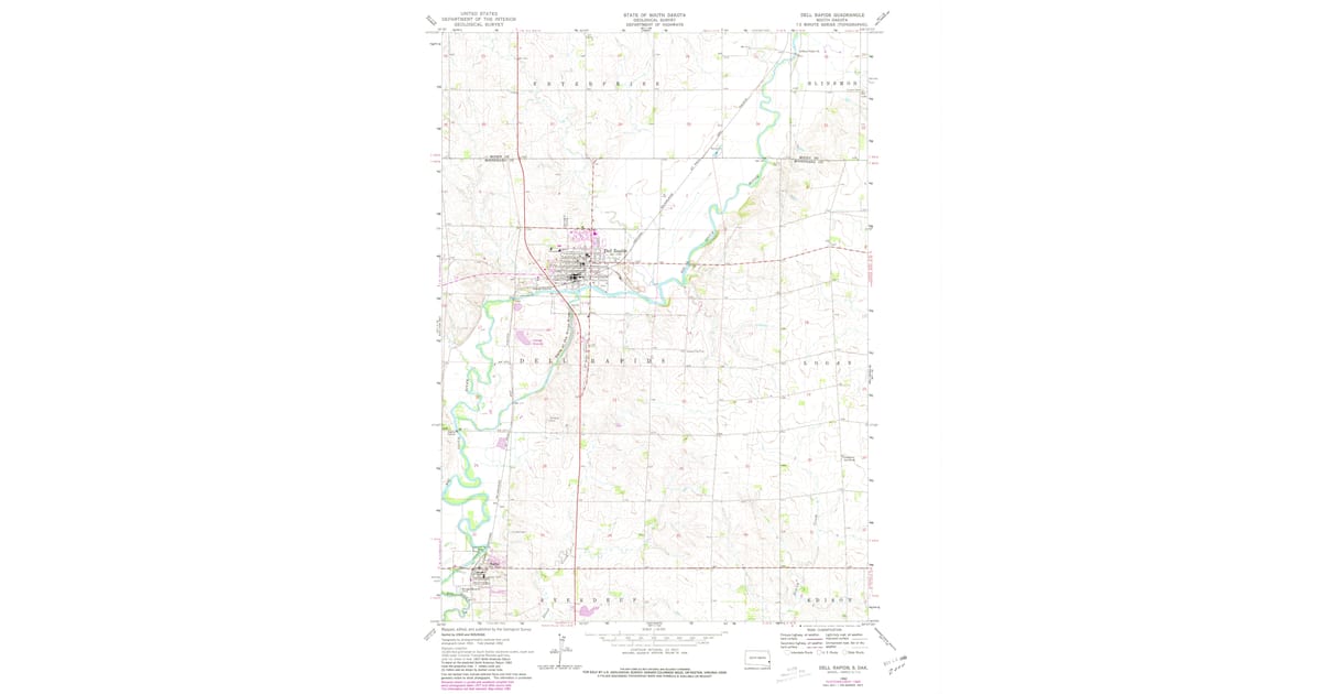 1962 Map of Dell Rapids, SD — High-Res, 1980 Print | Pastmaps