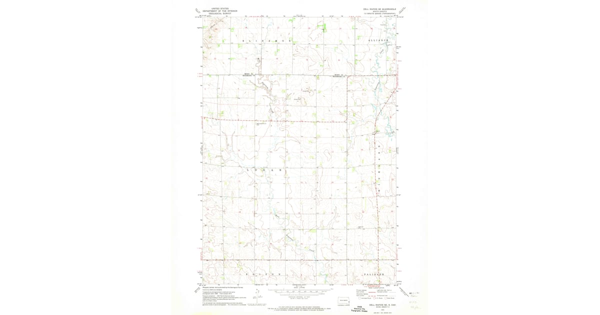 1972 Map of Dell Rapids SE, Minnehaha County, SD — High-Res | Pastmaps