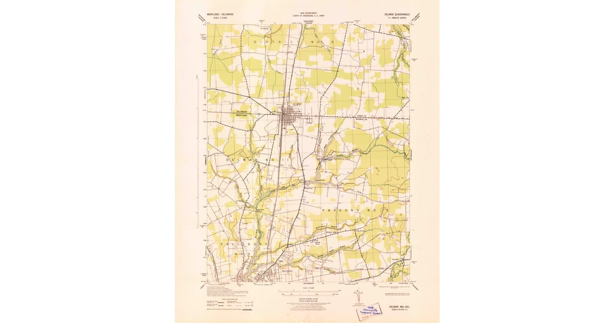 1943 Map of Delmar, DE — High-Res | Pastmaps