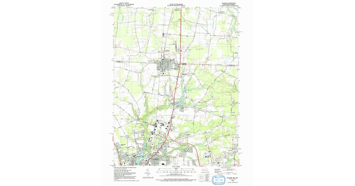 1992 Map of Delmar, DE — High-Res | Pastmaps