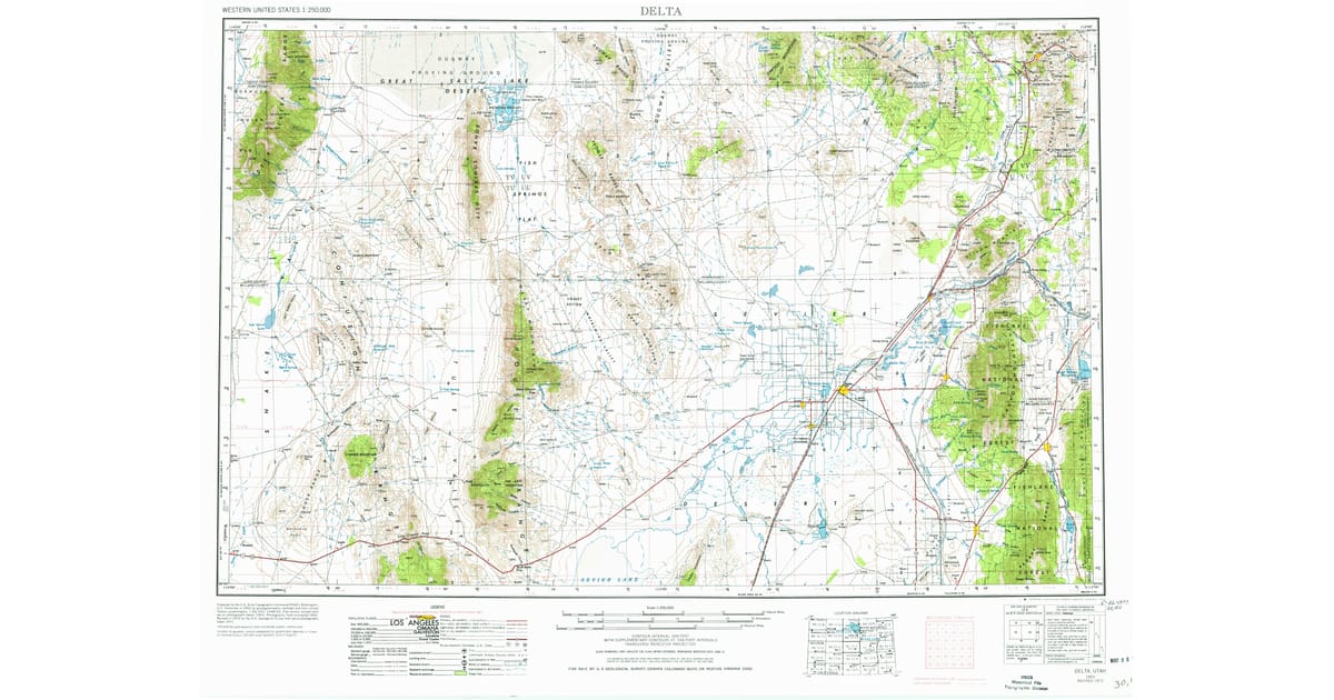 1953 Map of Delta, UT — High-Res, 1977 Print | Pastmaps