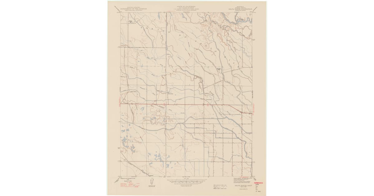 1948 Map of Delta Ranch, Merced County, CA — High-Res | Pastmaps