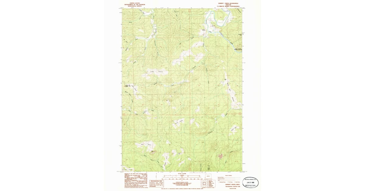 1986 Map of Dement Creek, Coos County, OR — High-Res | Pastmaps