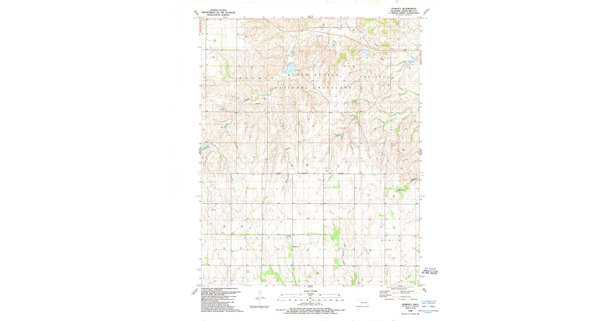 1988 Map of Dempsey, Roger Mills County, OK — High-Res | Pastmaps