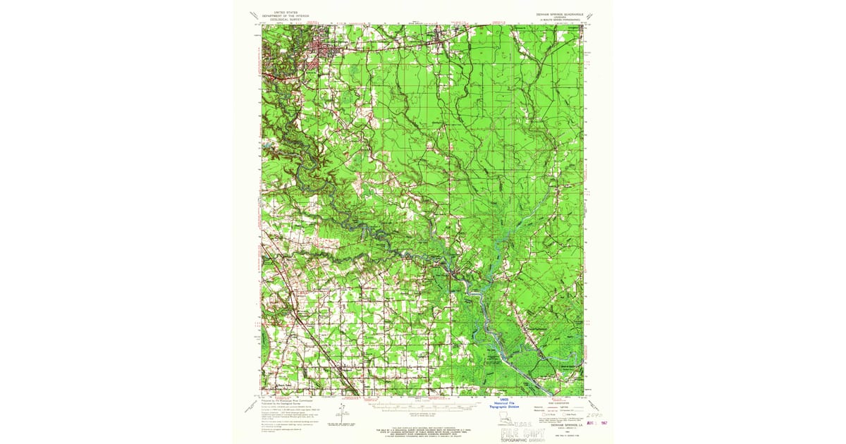 1963 Map of Denham Springs, LA — High-Res | Pastmaps