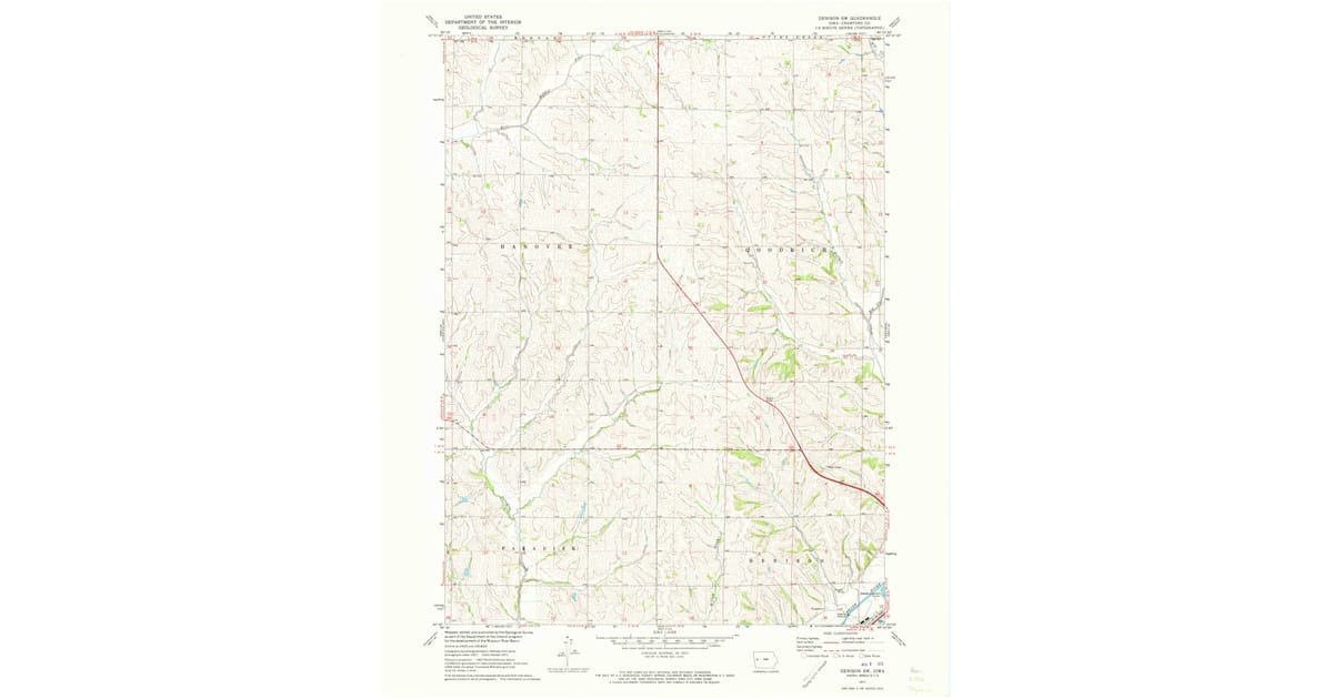 1971 Map of Denison SW, Crawford County, IA — High-Res | Pastmaps