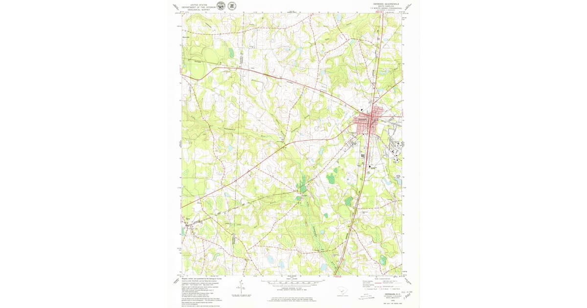 1979 Map of Denmark, SC — High-Res | Pastmaps