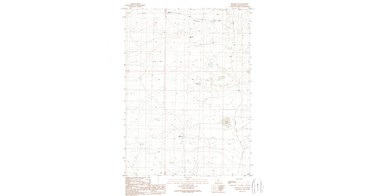 1989 Map of Dennison Cap, Sweetwater County, WY — High-Res | Pastmaps