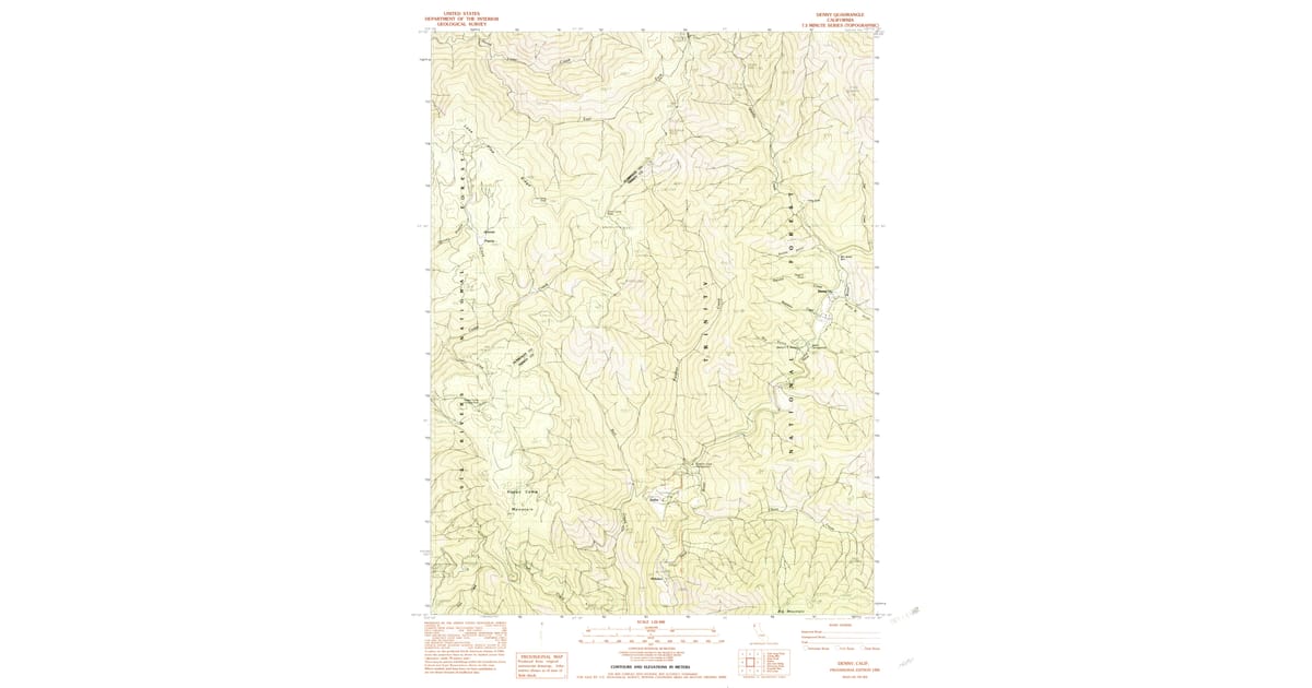1982 Map of Denny, Trinity County, CA — High-Res | Pastmaps