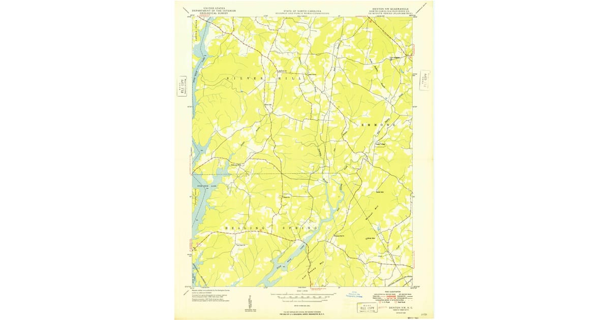1949 Map of Denton NW, Davidson County, NC — High-Res | Pastmaps