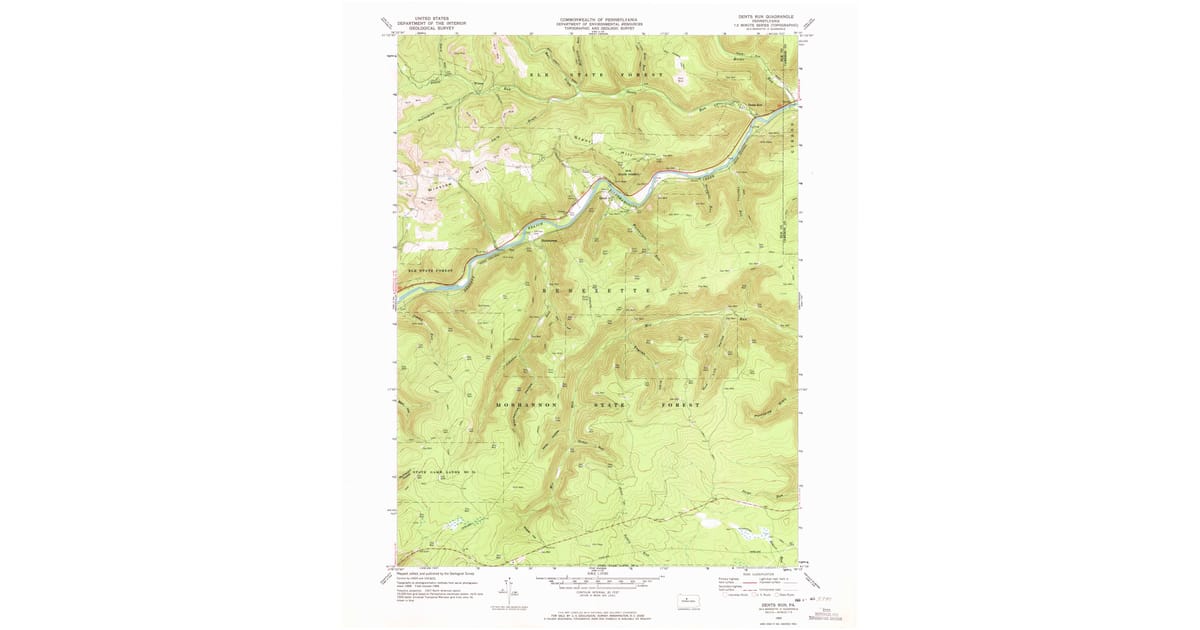 1969 Map of Dents Run, Elk County, PA — High-Res | Pastmaps