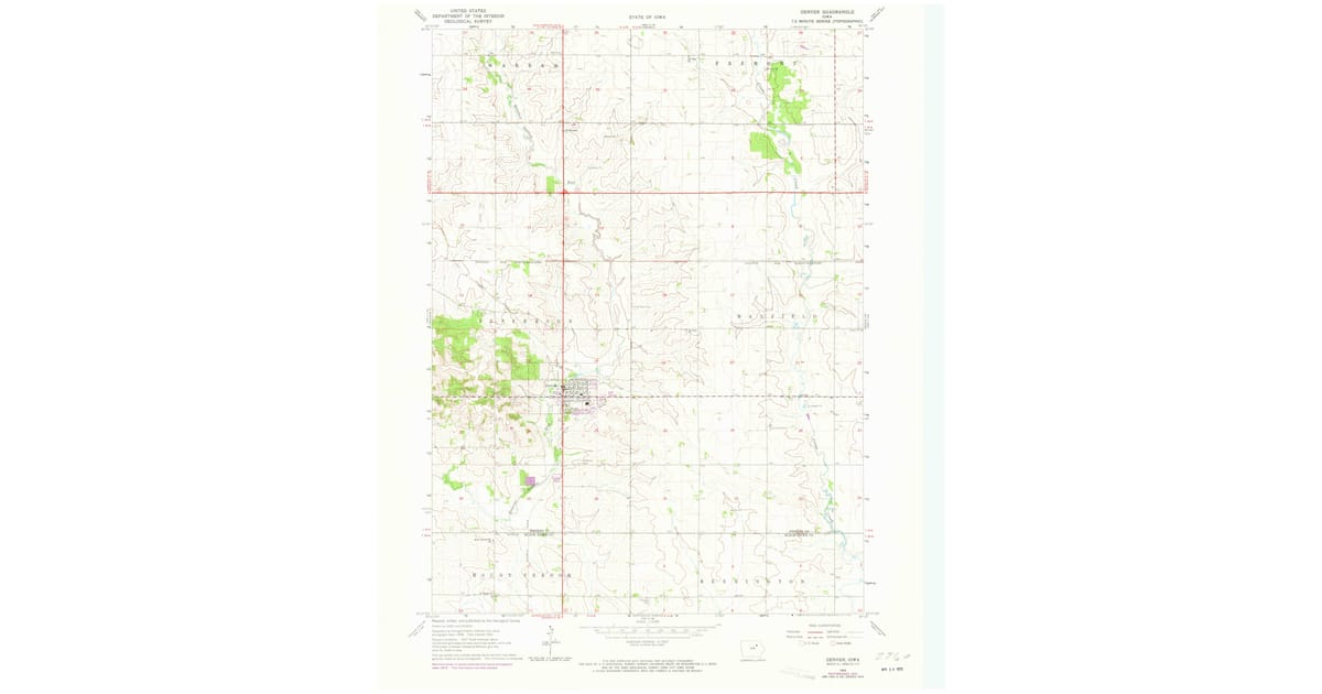 1963 Map of Denver, IA — High-Res, 1973 Print | Pastmaps