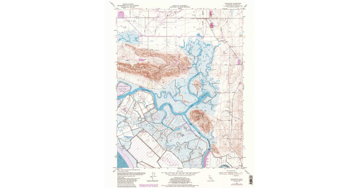 1953 Map of Denverton, Solano County, CA — High-Res, 1987 Print | Pastmaps