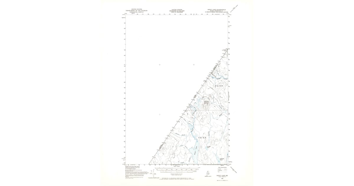 1955 Map of Depot Lake, Aroostook County, ME — High-Res, 1965 Print ...