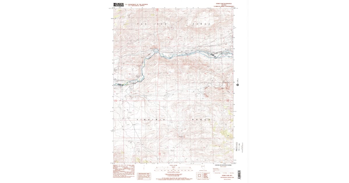 1985 Map of Derby Dam, Storey County, NV — High-Res | Pastmaps