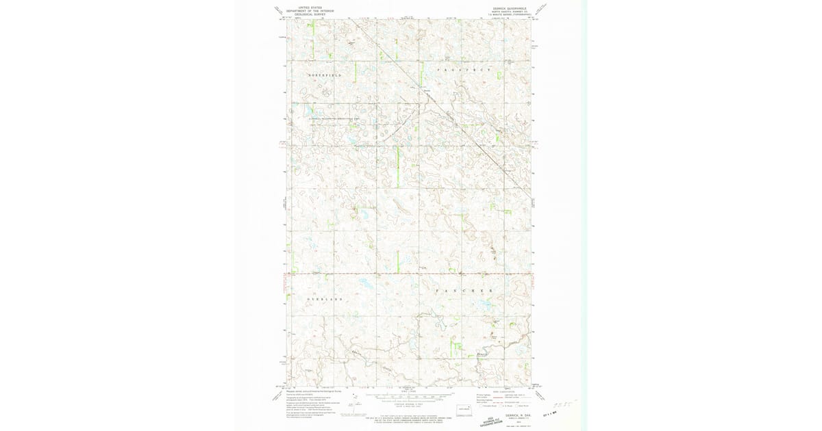 1972 Map of Derrick, Ramsey County, ND — High-Res | Pastmaps