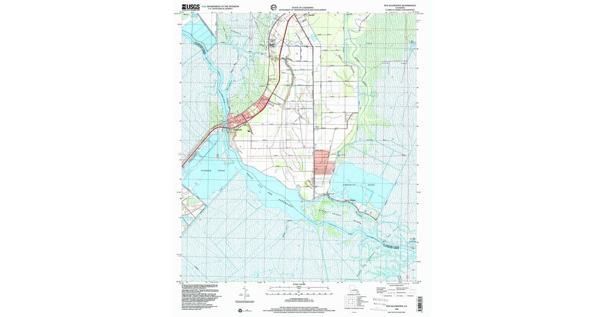1998 Map of Des Allemands, LA — High-Res | Pastmaps