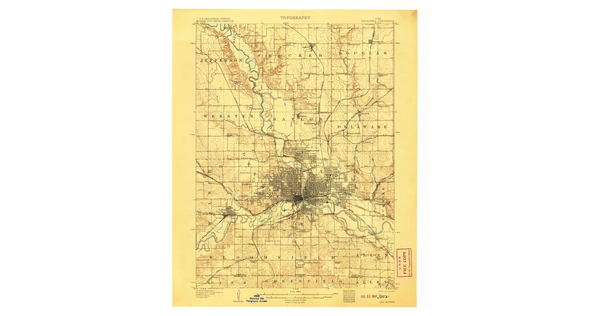 1907 Map of Des Moines, IA — High-Res | Pastmaps