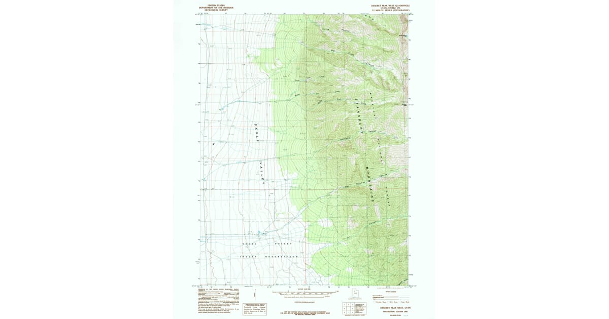 1985 Map of Deseret Peak West, Tooele County, UT — High-Res | Pastmaps