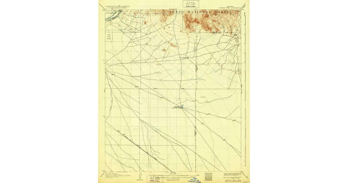 1906 Map of Desert Well, Maricopa County, AZ — High-Res, 1928 Print ...