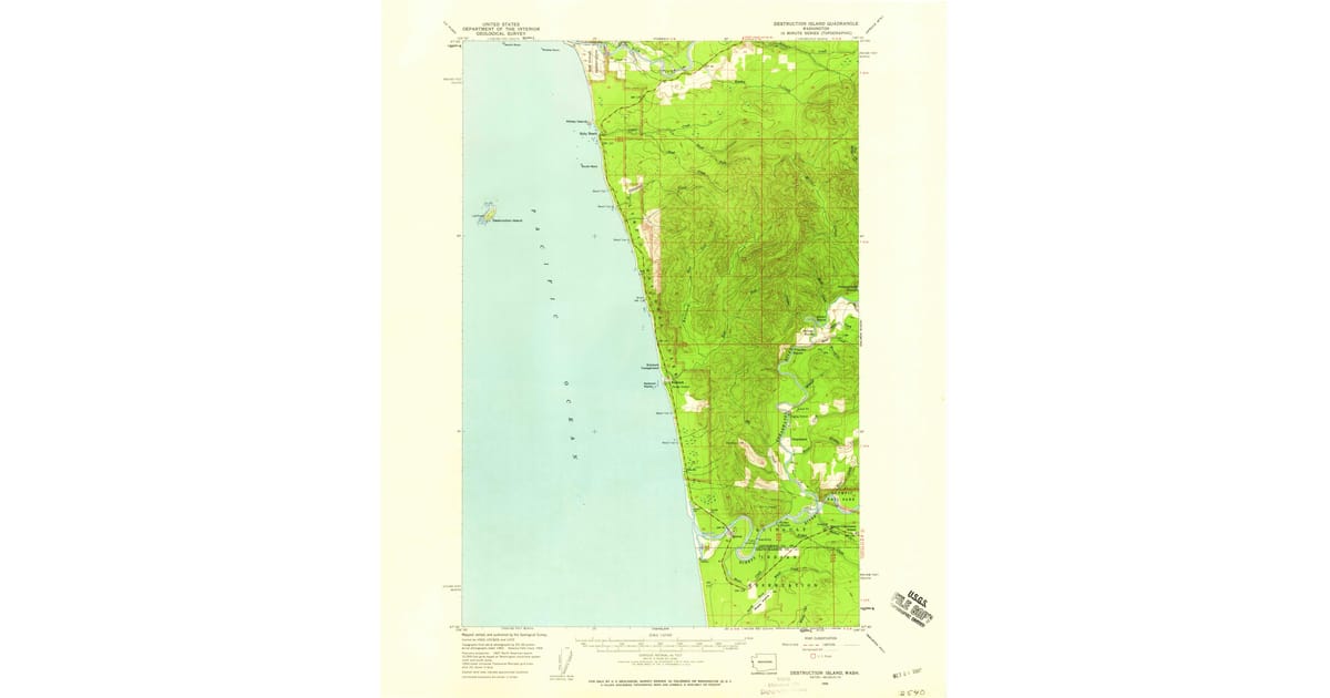 1956 Map of Destruction Island, Jefferson County, WA — High-Res | Pastmaps