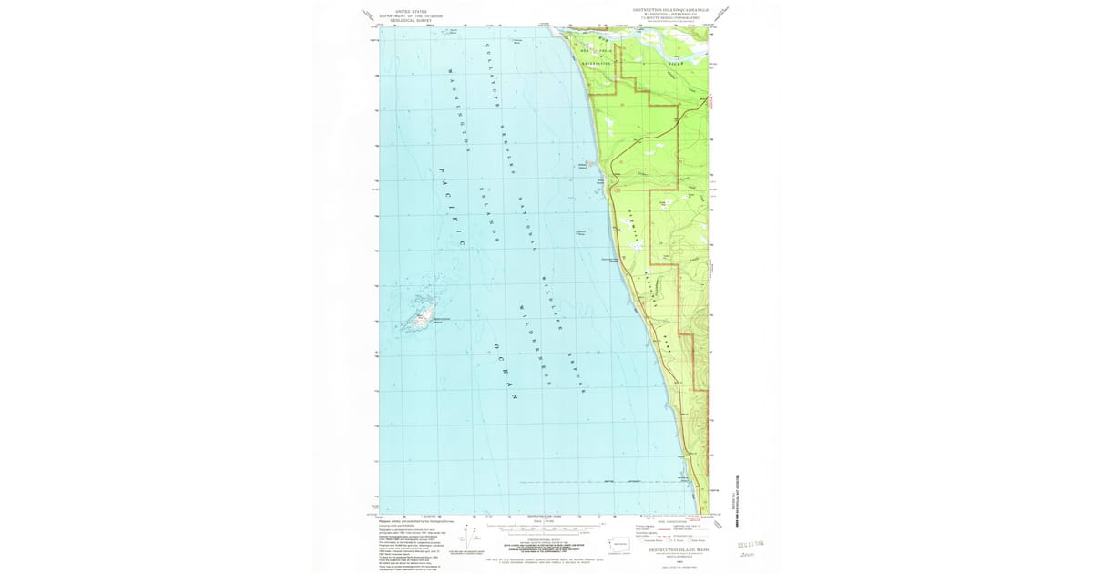 1982 Map of Destruction Island, Jefferson County, WA — High-Res | Pastmaps