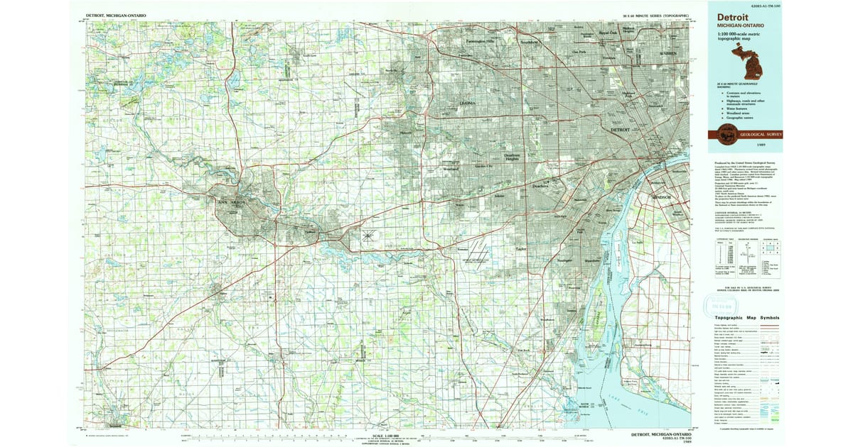 1989 Map of Detroit, MI — High-Res | Pastmaps