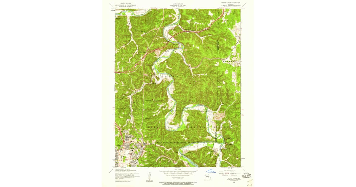 1954 Map of Devils Elbow, Pulaski County, MO — High-Res | Pastmaps