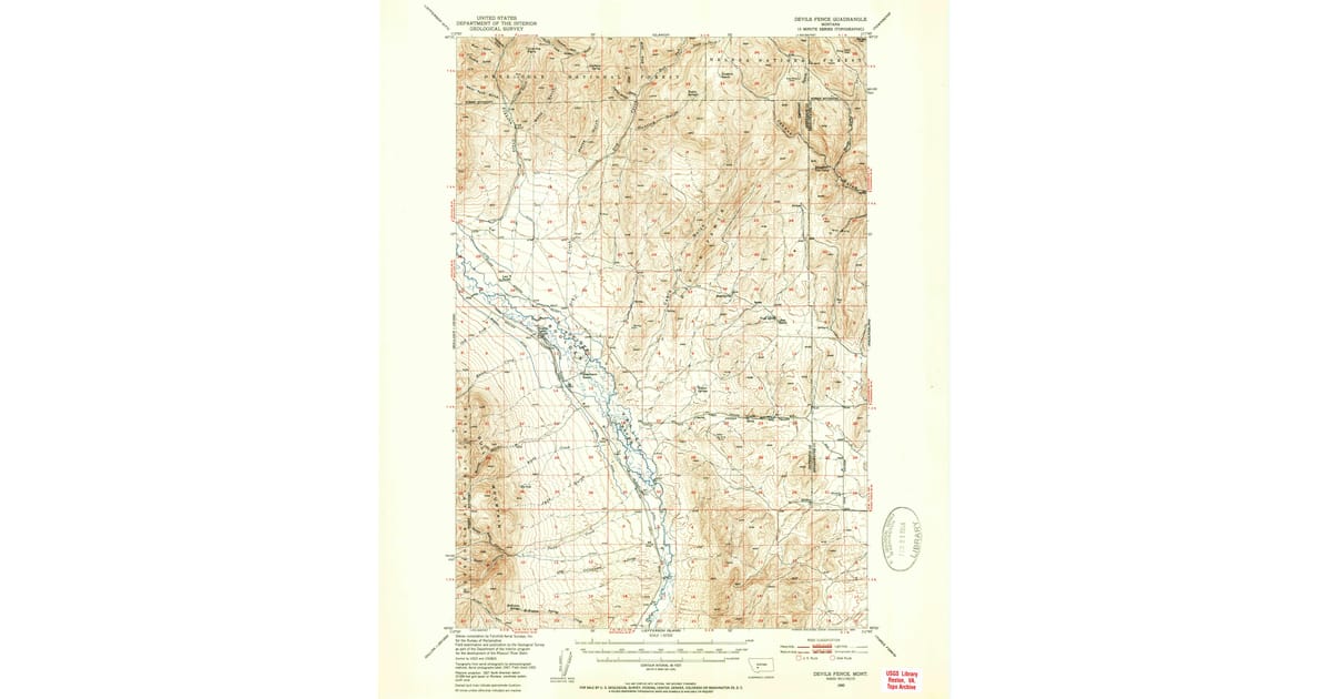1950 Map of Devils Fence, Jefferson County, MT — High-Res, 1954 Print ...