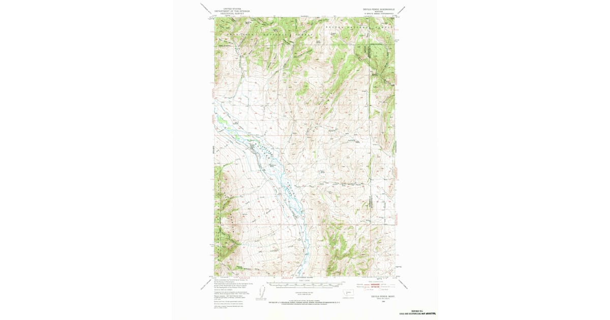 1950 Map of Devils Fence, Jefferson County, MT — High-Res, 1984 Print ...