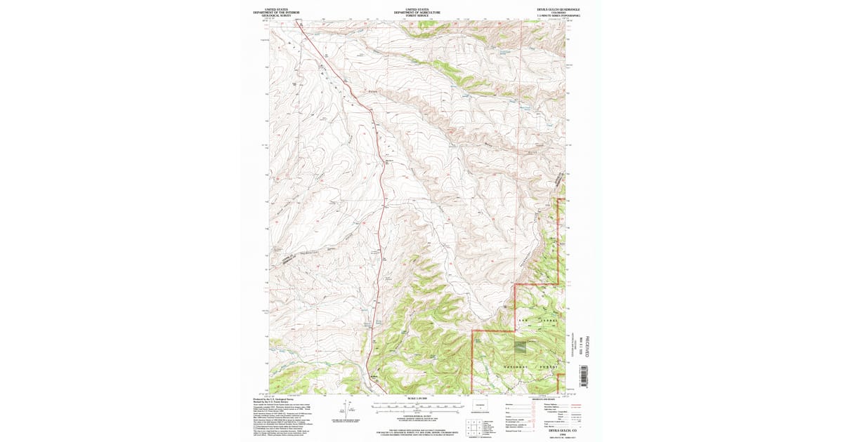 1994 Map of Devils Gulch, Custer County, CO — High-Res | Pastmaps