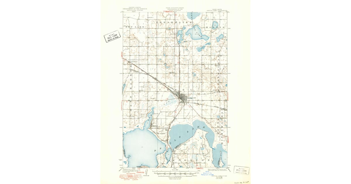 1931 Map of Devils Lake, Ramsey County, ND — High-Res, 1950 Print ...