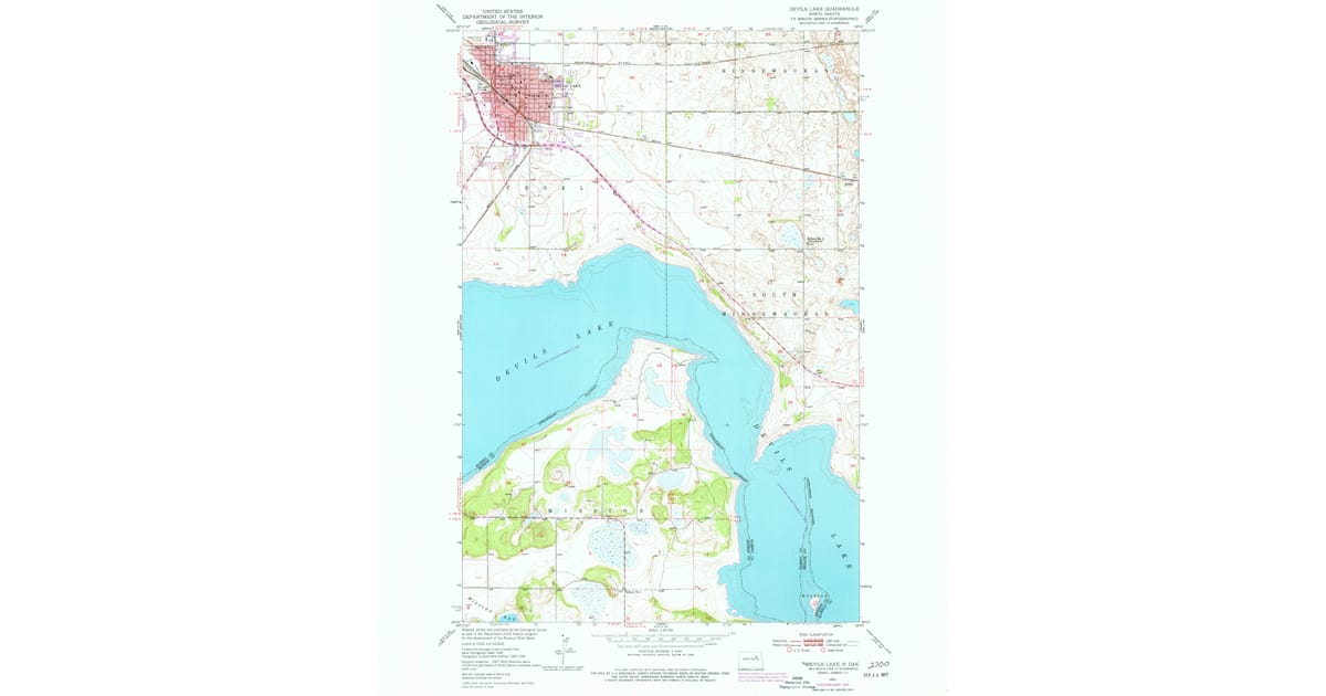 1951 Map of Devils Lake, Ramsey County, ND — High-Res, 1977 Print ...