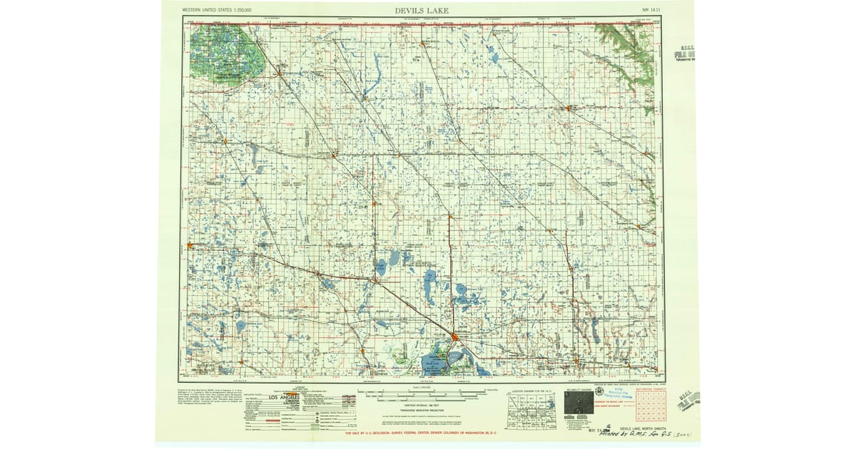 1956 Map of Devils Lake, Ramsey County, ND — High-Res | Pastmaps