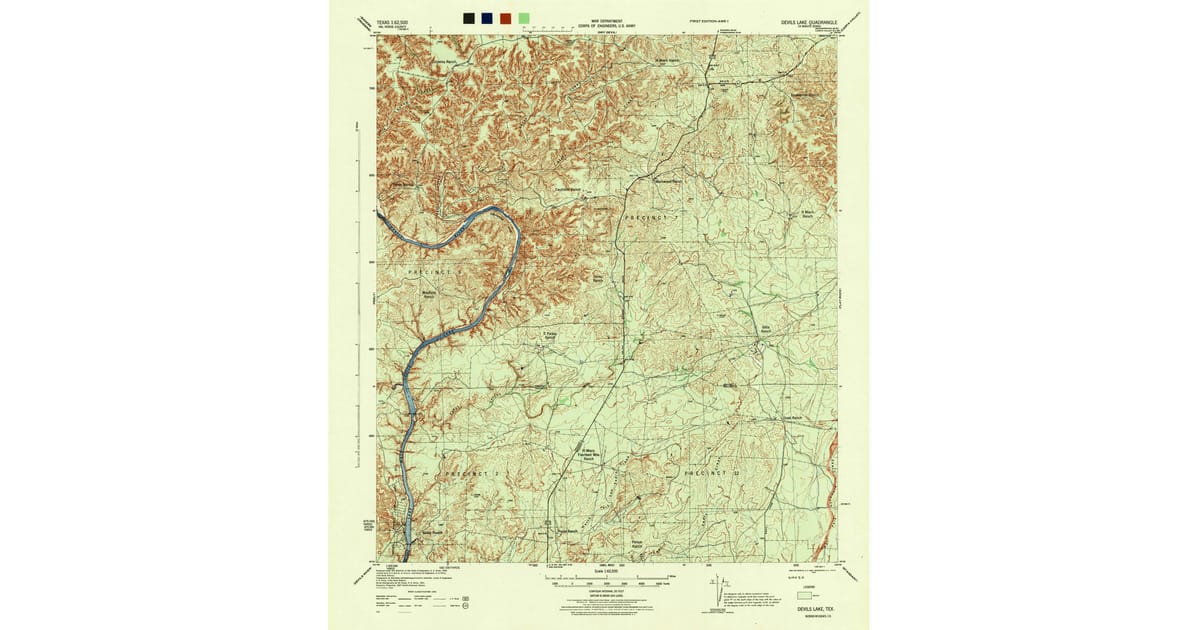 1944 Map of Devils Lake, Val Verde County, TX — High-Res | Pastmaps
