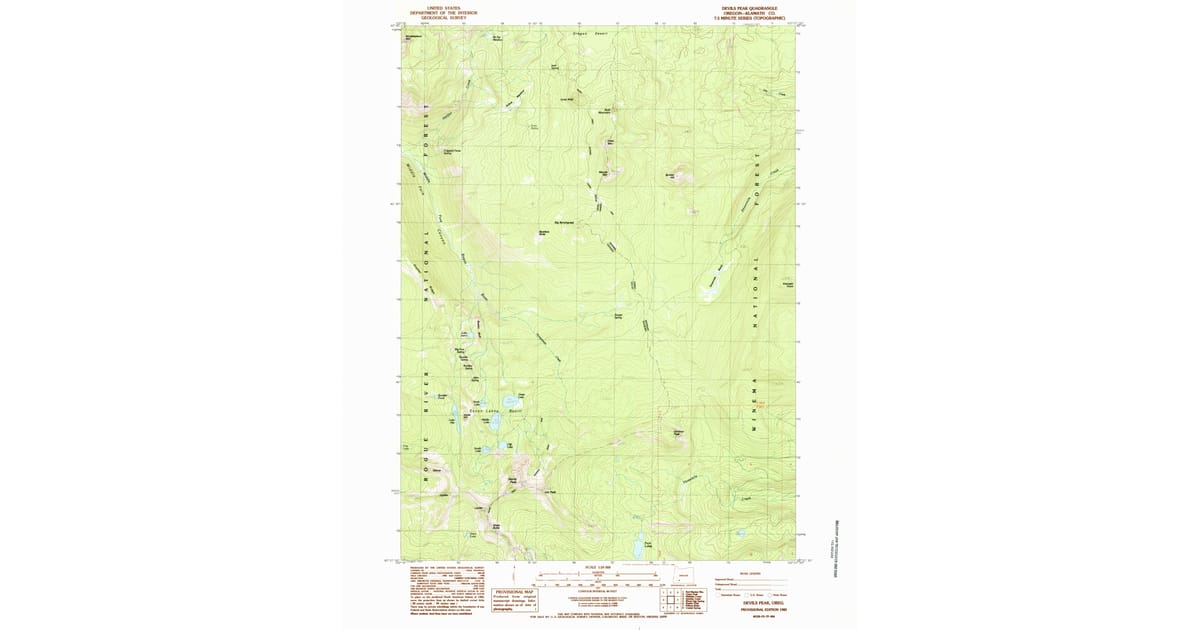 1985 Map of Devils Peak, Klamath County, OR — High-Res | Pastmaps
