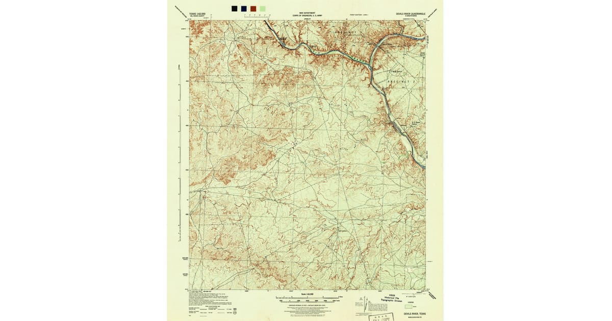 1944 Map of Devils River, Val Verde County, TX — High-Res | Pastmaps