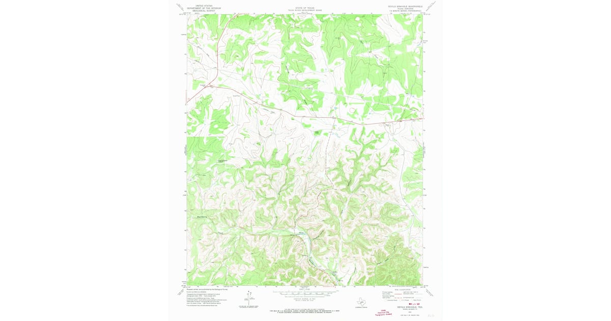 1971 Map of Devils Sinkhole, Edwards County, TX — High-Res | Pastmaps