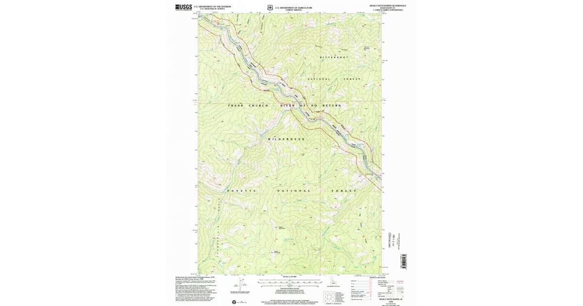 1998 Map of Devils Teeth Rapids, Idaho County, ID — High-Res | Pastmaps