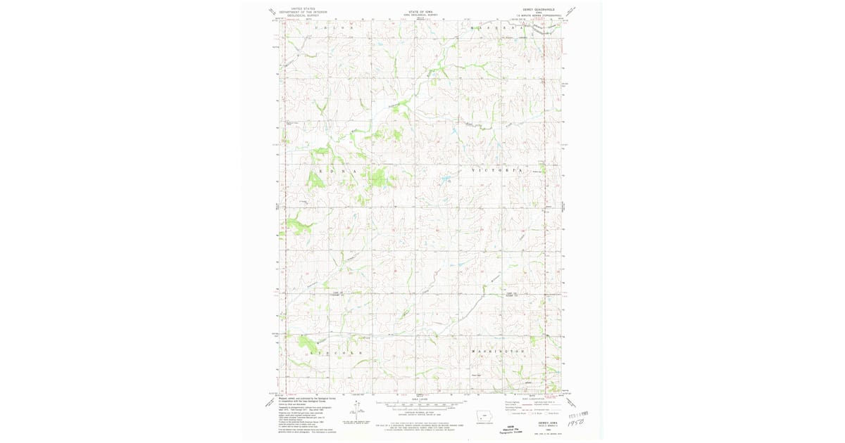 1980 Map of Dewey, Cass County, IA — High-Res | Pastmaps