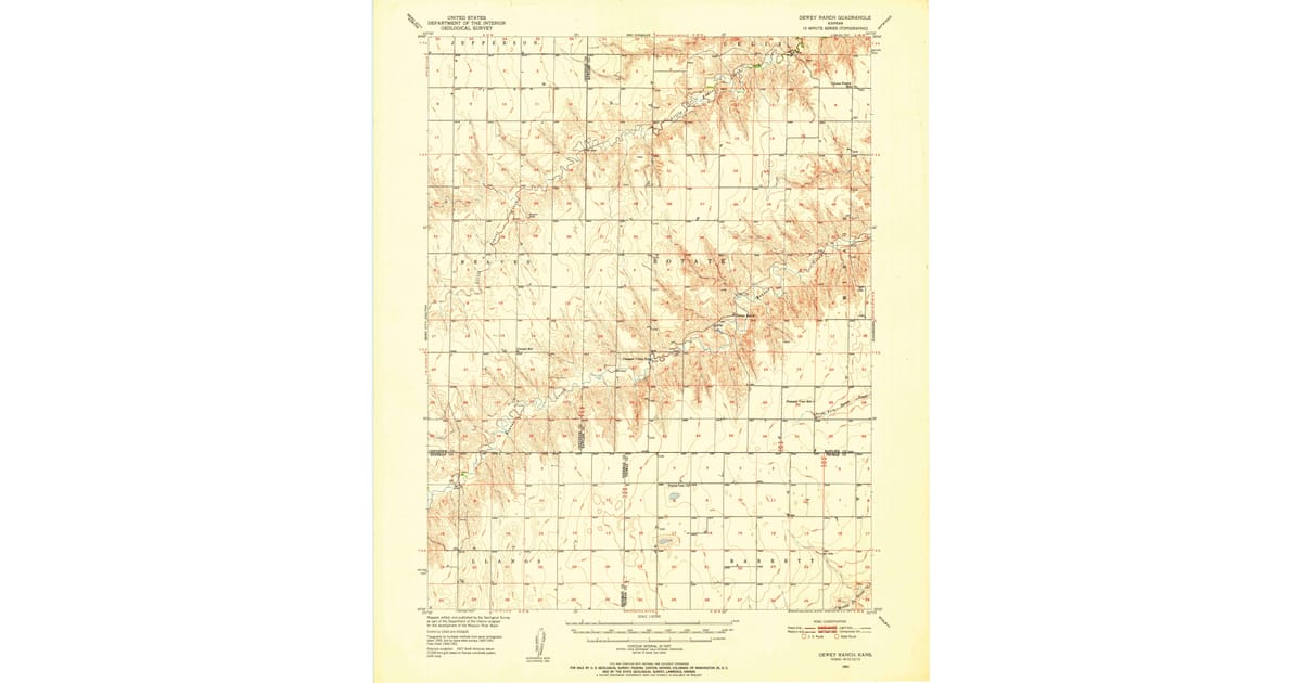 1951 Map of Dewey Ranch, Rawlins County, KS — High-Res | Pastmaps