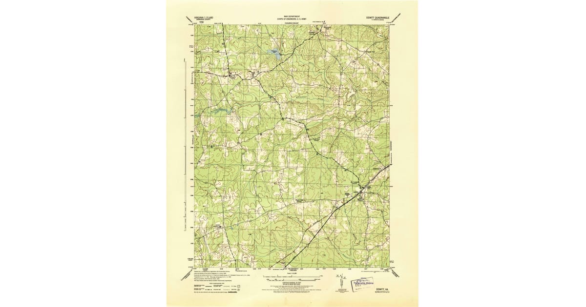 1944 Map of DeWitt, Dinwiddie County, VA — High-Res | Pastmaps