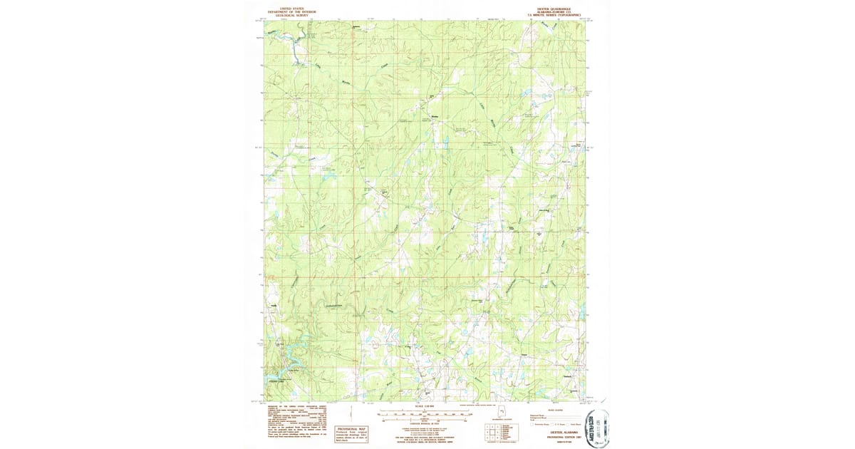 1987 Map of Dexter, Elmore County, AL — High-Res | Pastmaps