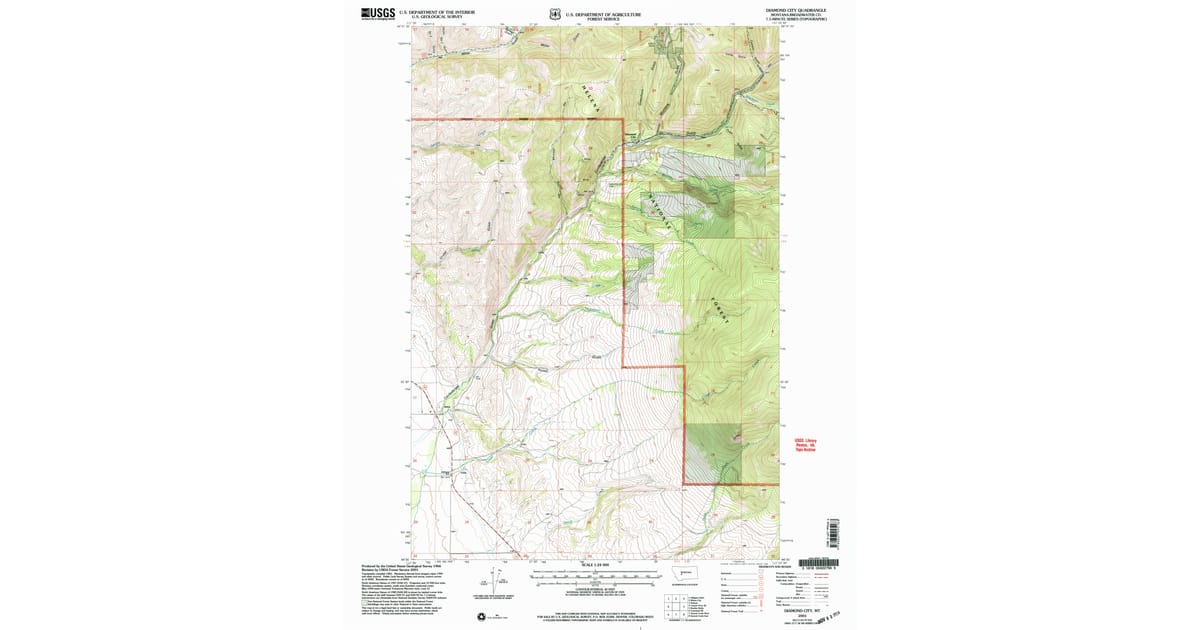 2001 Map of Diamond City, Broadwater County, MT — High-Res | Pastmaps