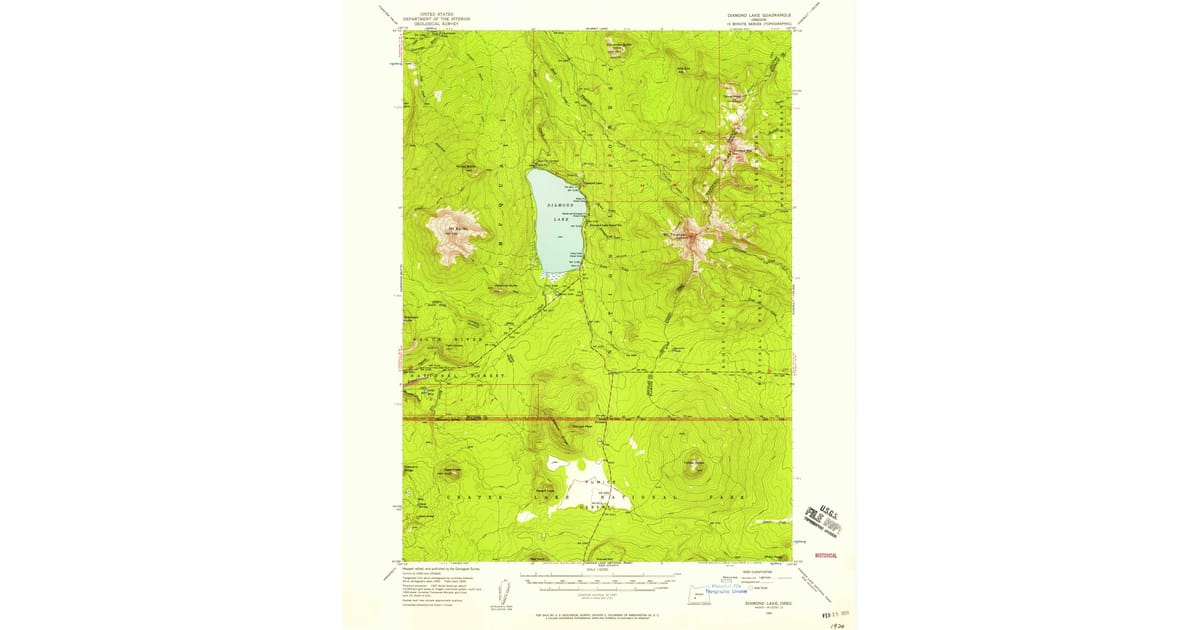 1956 Map of Diamond Lake, Douglas County, OR — High-Res | Pastmaps